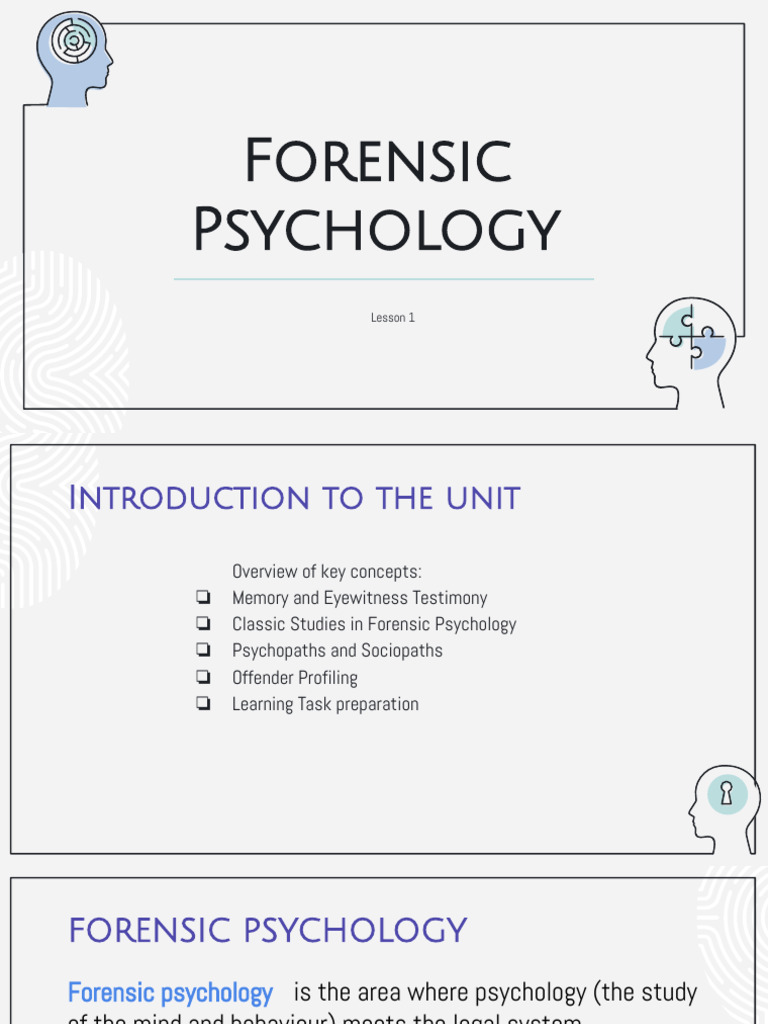Semester 2 2025 Forensic Psychology Slideshow | PDF | Psychopathy | Memory