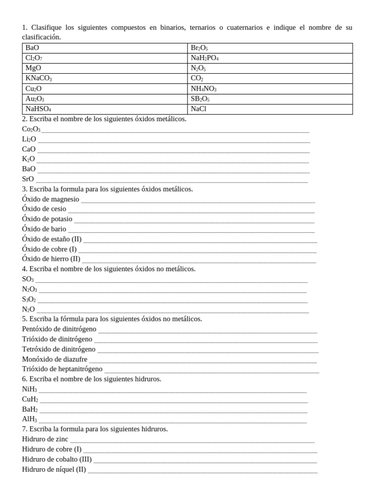Práctica de Examen 11° 2P-2P | PDF | Óxido | Elementos químicos