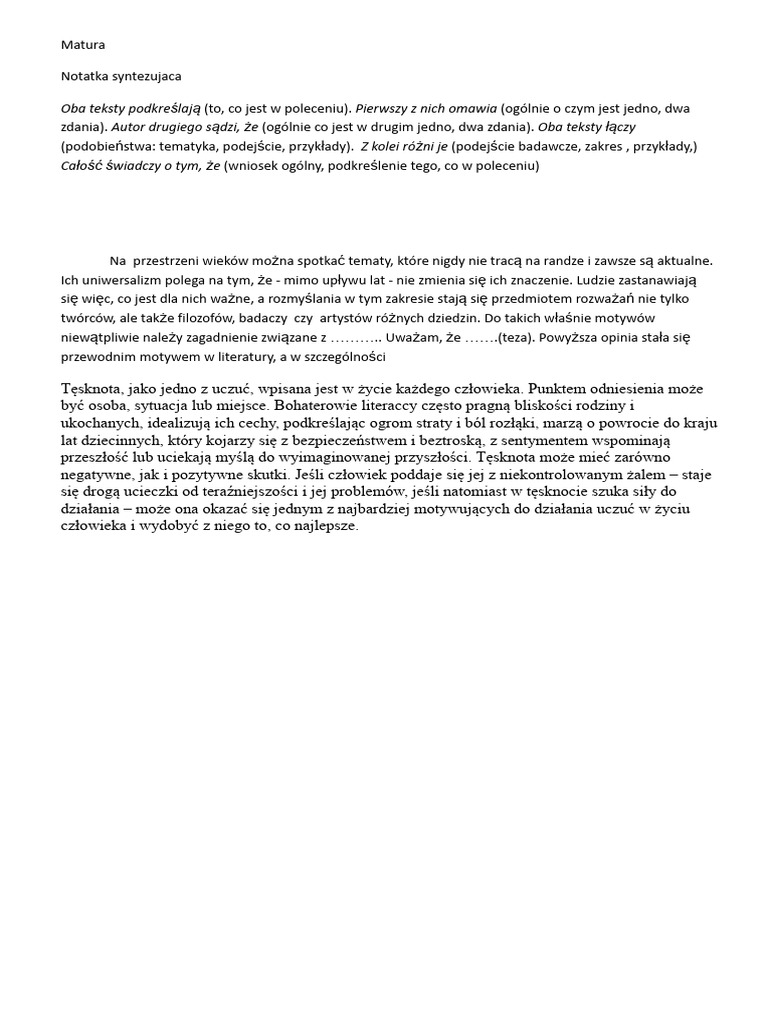 Notatka Syntezujaca I Rozprawka | PDF