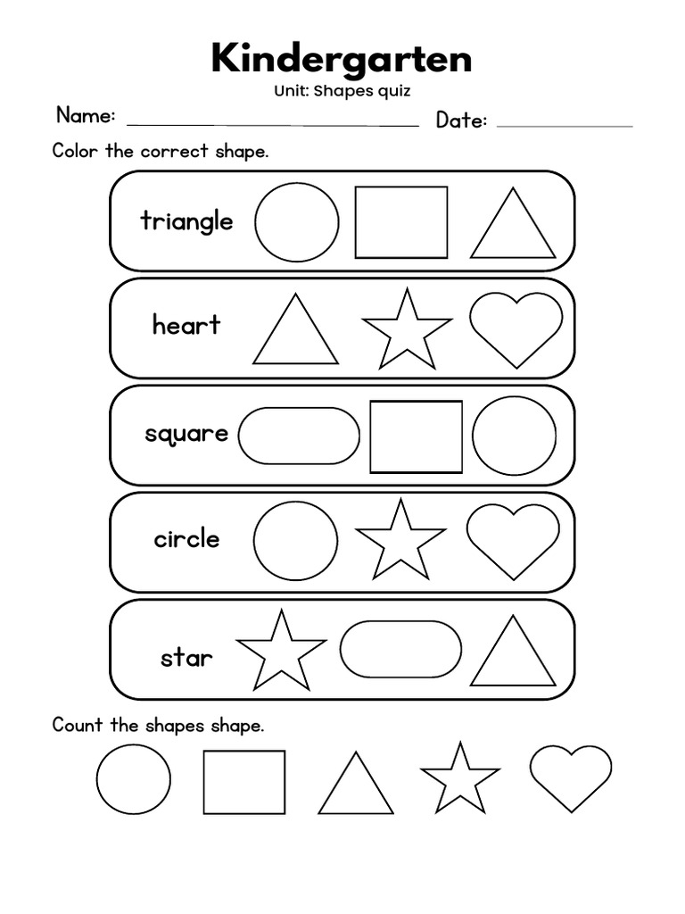Kindergarten Shapes Quiz | PDF