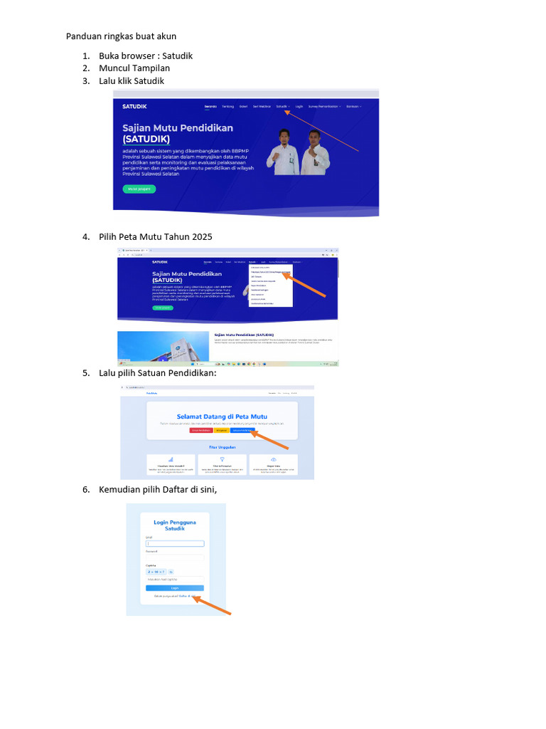 Panduan Buat Akun Satudik | PDF