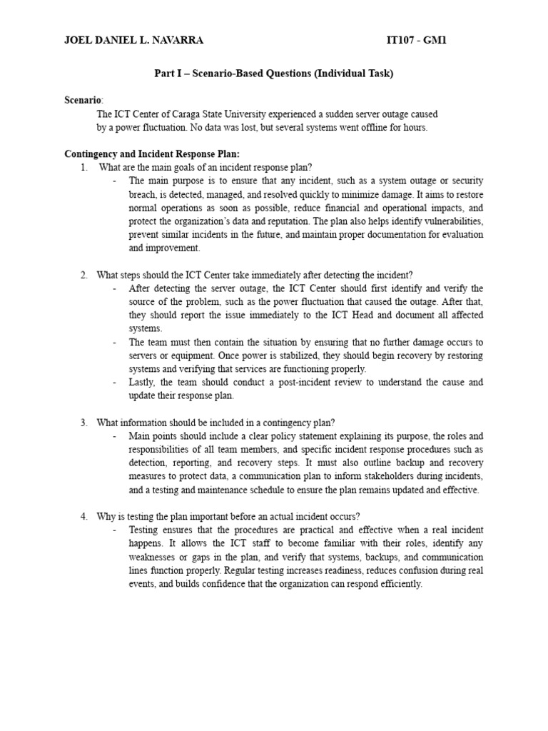 Incident Response Plan for Server Outage | PDF | Computing