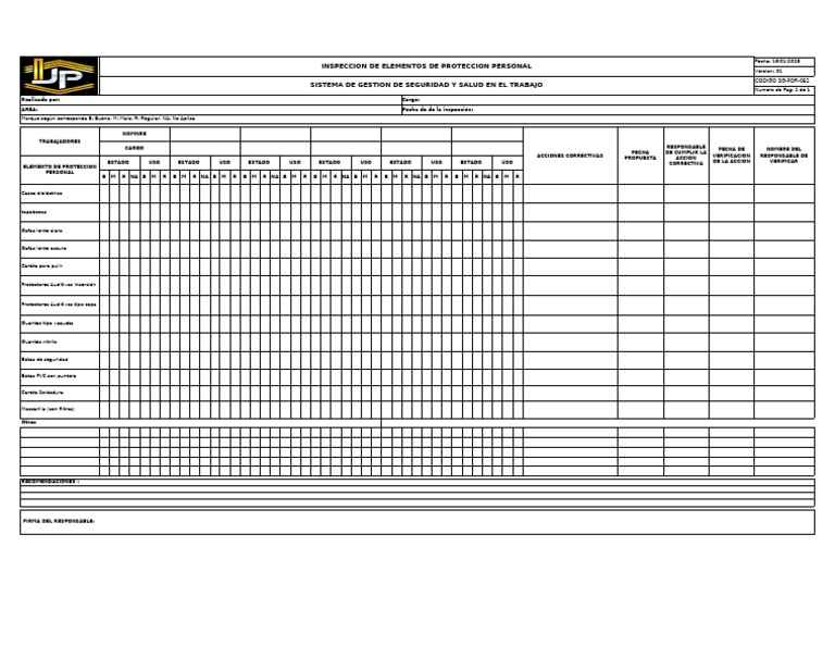 Sg-For-052 Formato Para Inspeccion de Seguridad Epps | PDF