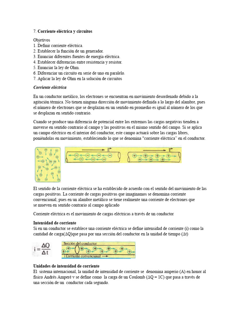 Corriente El-Ctrica y Circuitos | PDF | Corriente eléctrica | Generador eléctrico