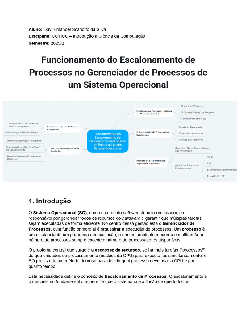 Funcionamento do Escalonador de Processos | PDF | Agendamento ...