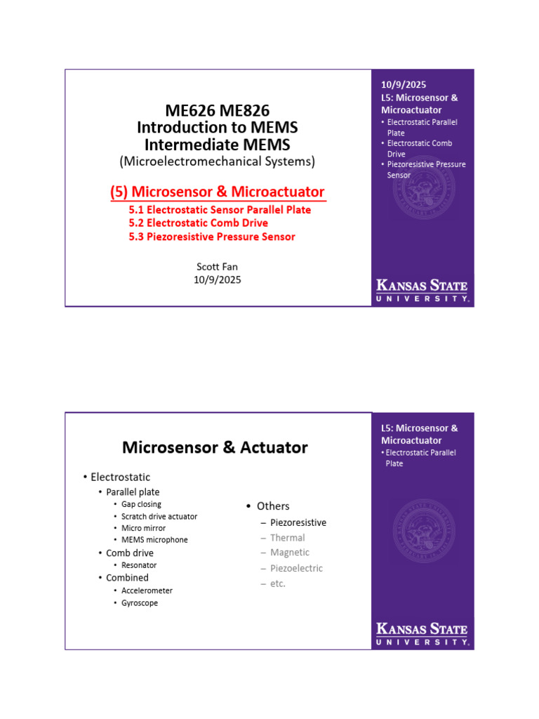 MEMS Microsensors and Microactuators Guide | PDF | Gyroscope | Crystal ...