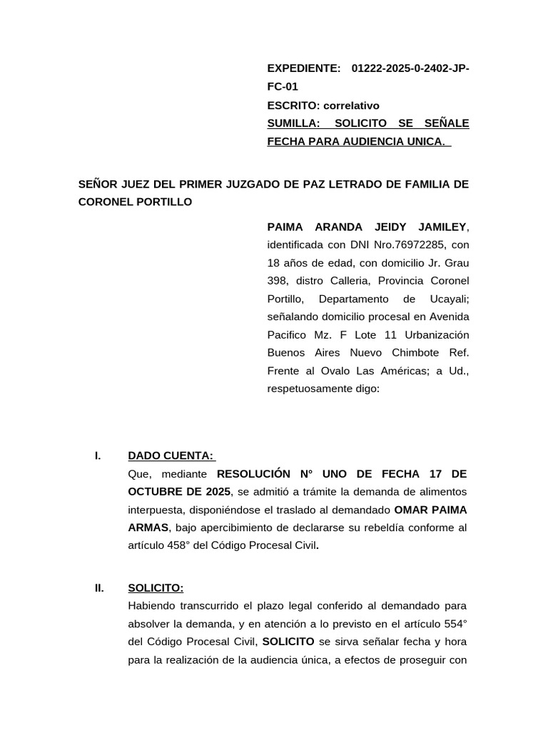 Solicito Se Señale Fecha de Audiencia | PDF