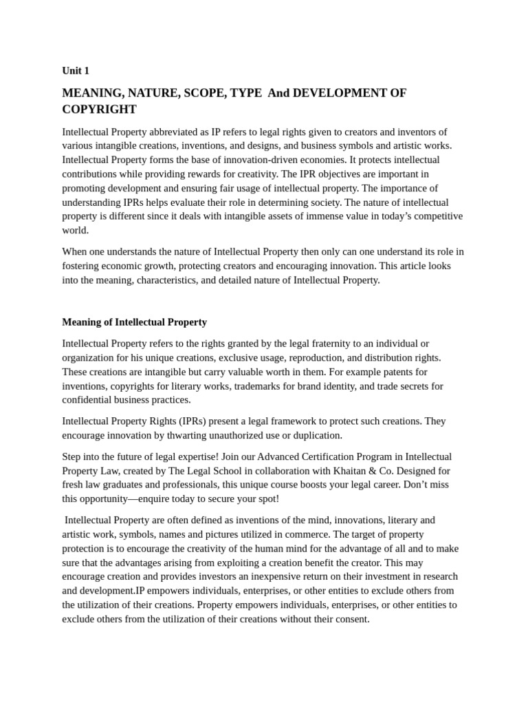 Nature and Scope of Intellectual Property | PDF | Intellectual Property ...
