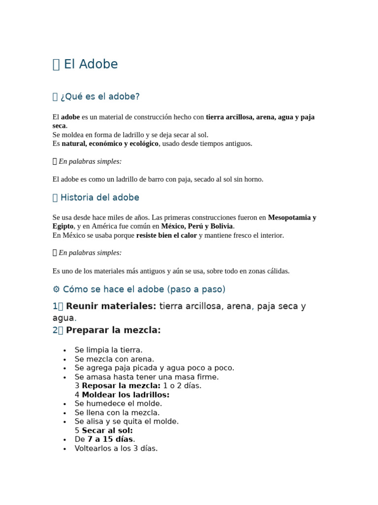 Todo sobre el adobe: historia y uso | PDF | Ladrillo | Ingeniería de ...