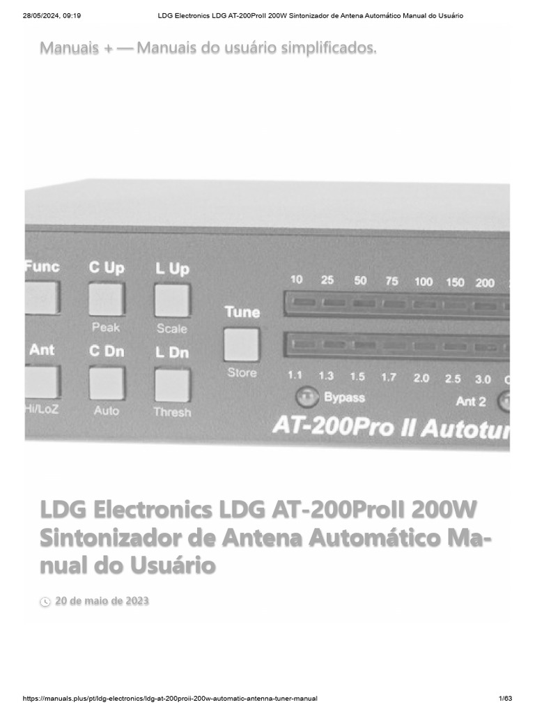 Manual do Usuário LDG AT-200ProII 200W | PDF | Impedância elétrica ...