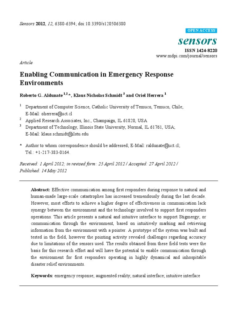 Enabling Communication in Emergency Response | PDF | Compass | Speech ...