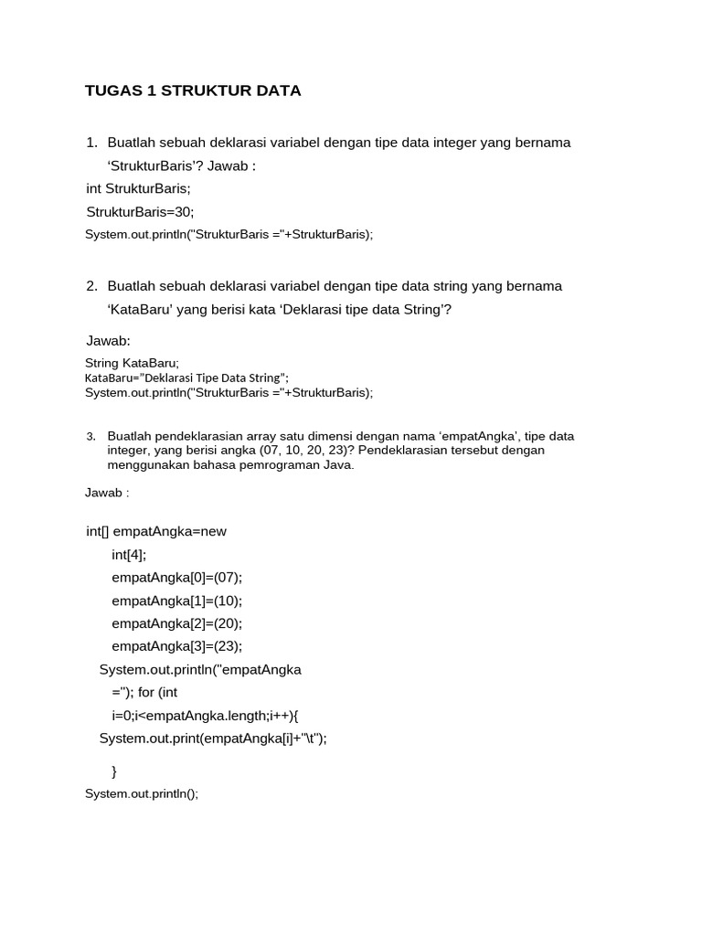 Tugas 1 Struktur Data | PDF