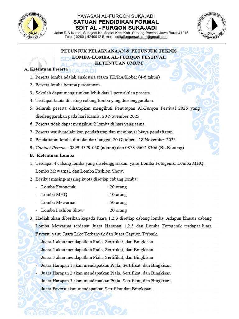 Juklak Dan Juknis Lomba AFS 2025-1 | PDF