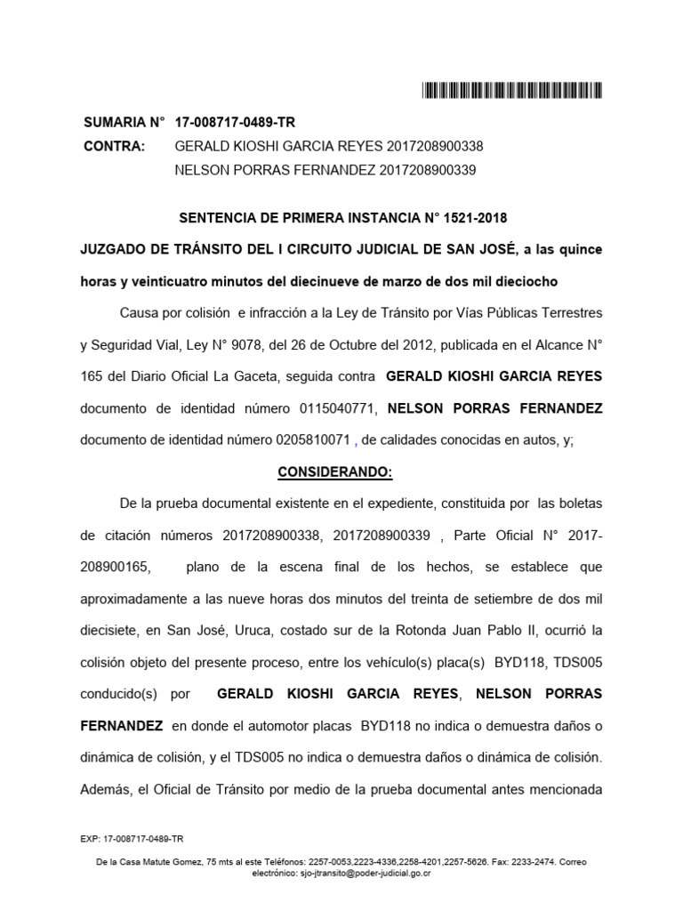 Accidente Chepe | PDF | Sentencia (ley) | Justicia