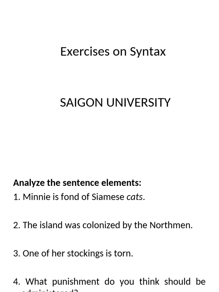 Syntax Exercises for Sentence Analysis | PDF | Syntax | Grammar