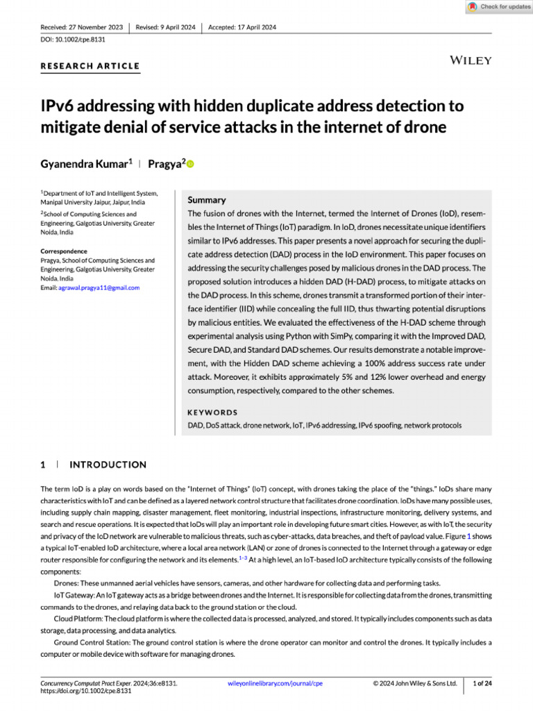 Ipv6 Addressing With Hidden Duplicate Address Detection To Mitigate ...