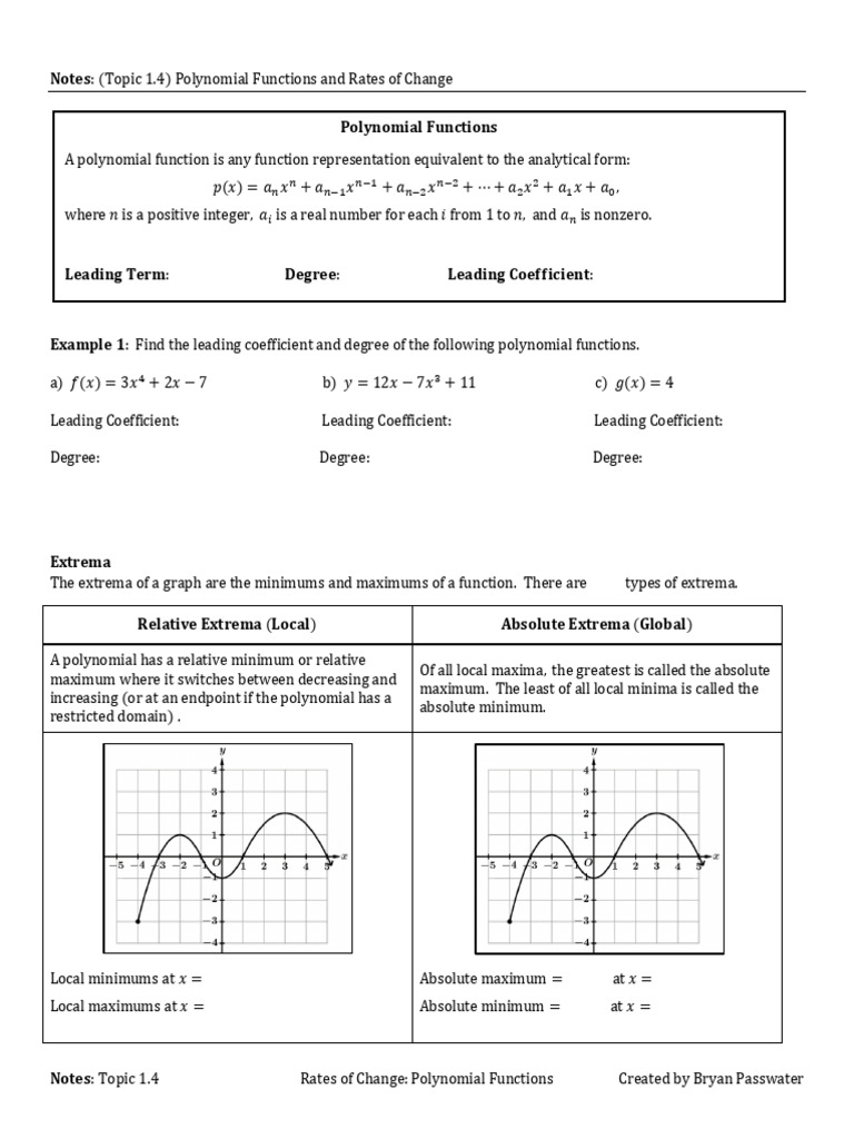 Polynomial Functions and Rates of Change | PDF | Mathematics Of ...