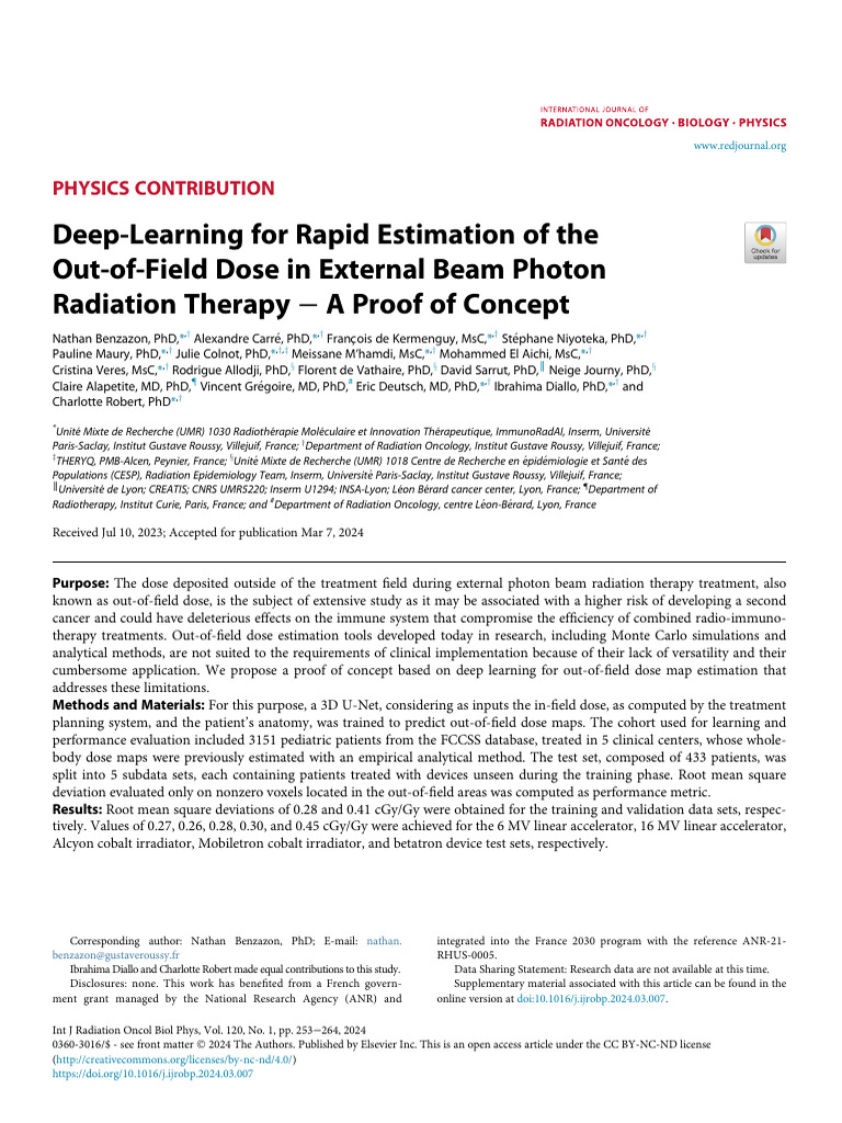 Deep-Learning For Rapid Estimation of The Out-of-Field Dose in External ...
