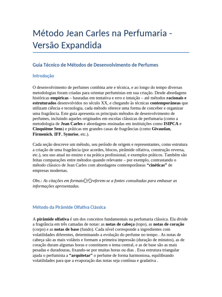 Método Jean Carles na Perfumaria | PDF | Perfume | Método científico