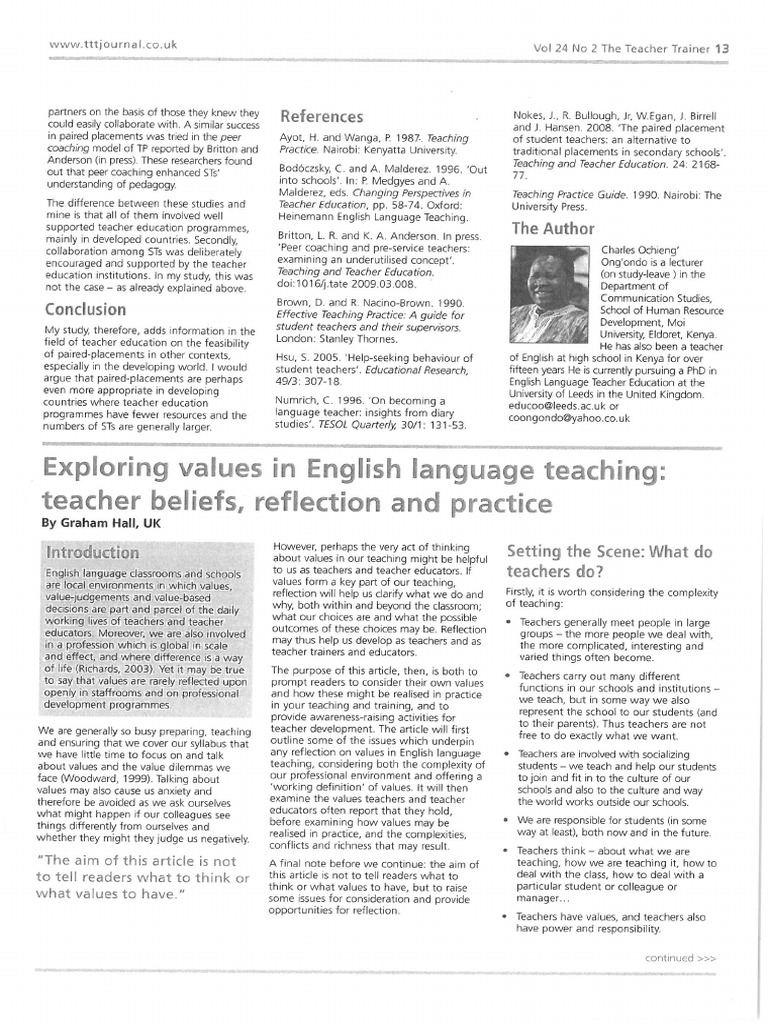 Exploring Values in English Language Teaching | PDF