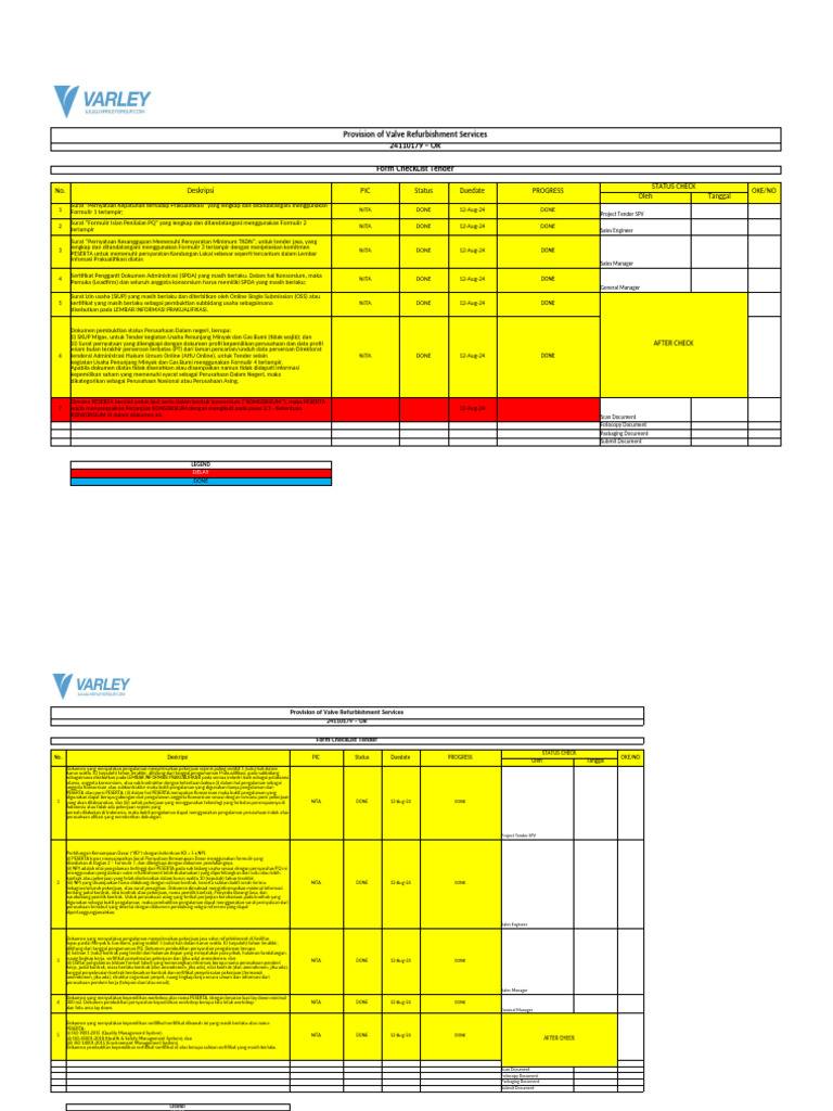 Form CheckList Tender | PDF