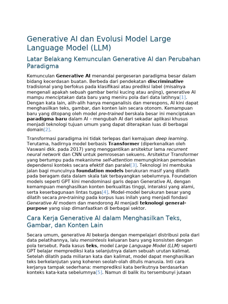 Evolusi Generative AI dan LLM | PDF