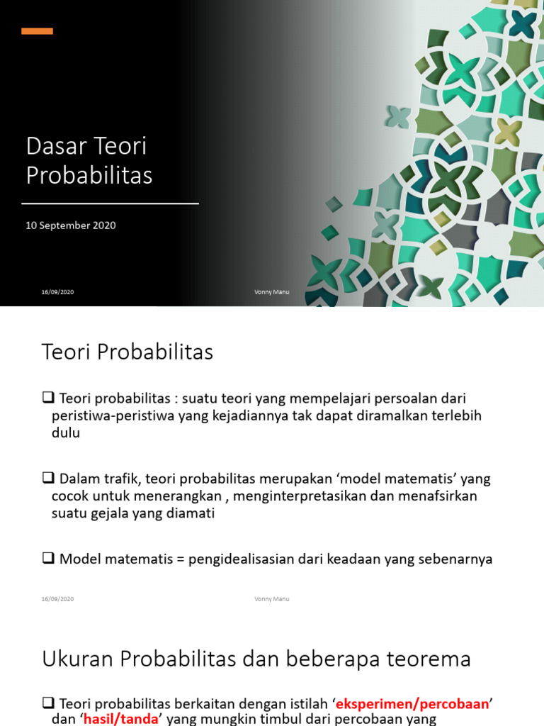 Pertemuan 3 - Dasar Teori Probabilitas 10092020 | PDF