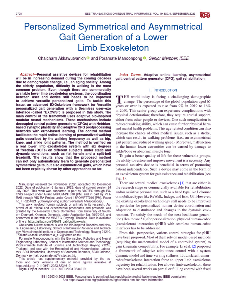 Personalized Symmetrical and Asymmetrical Gait Generation of A Lower ...