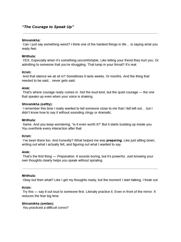 The Courage To Speak Up - Conversation | PDF