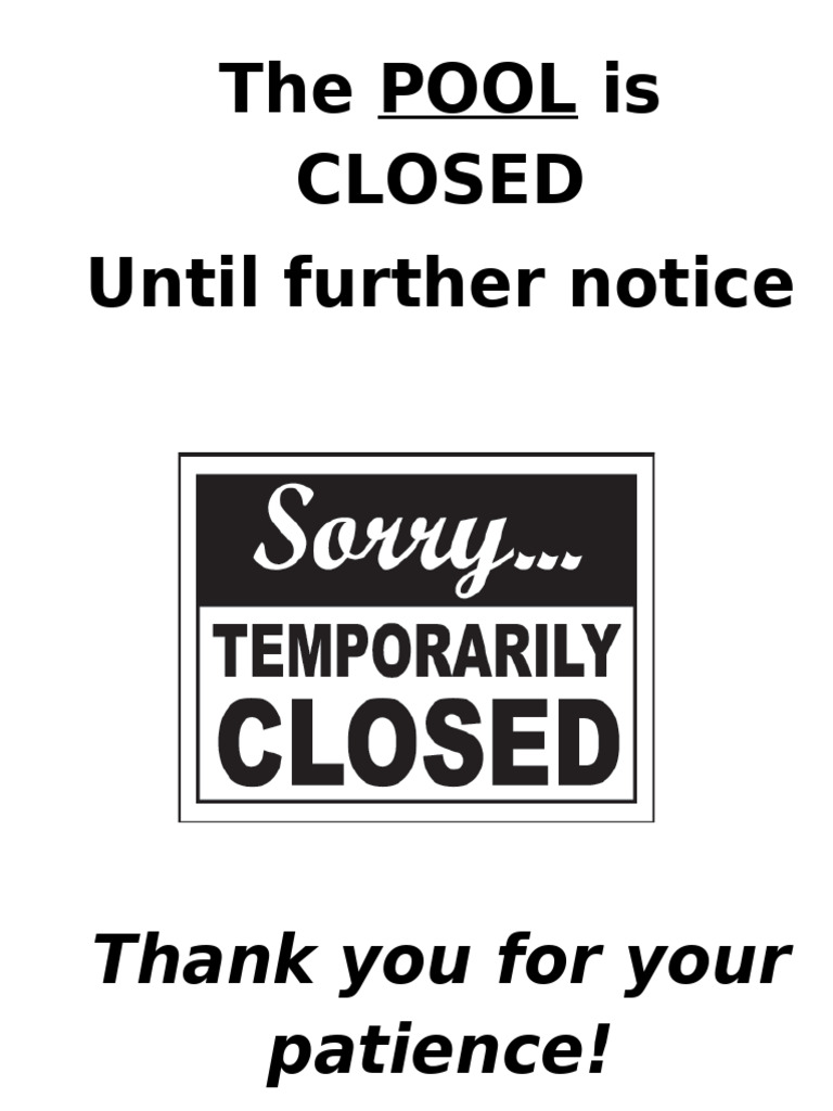 Pool & Spa Closed Sign | PDF