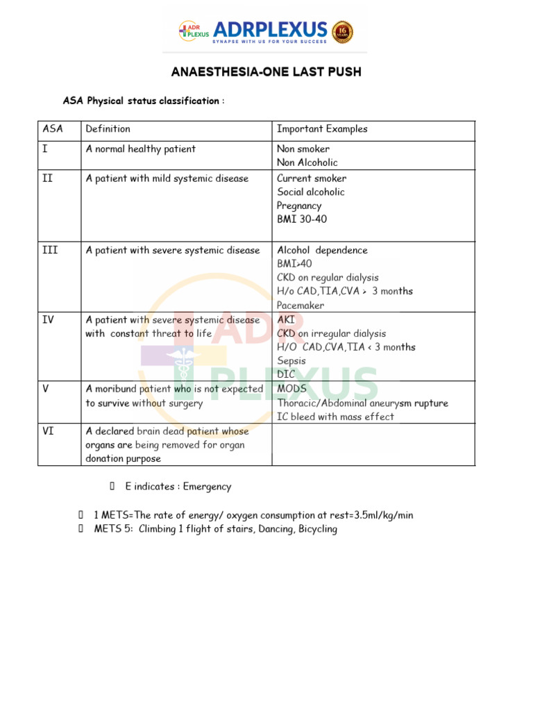 ASA Classification and Anesthesia Guidelines | PDF | Cardiac Arrest ...