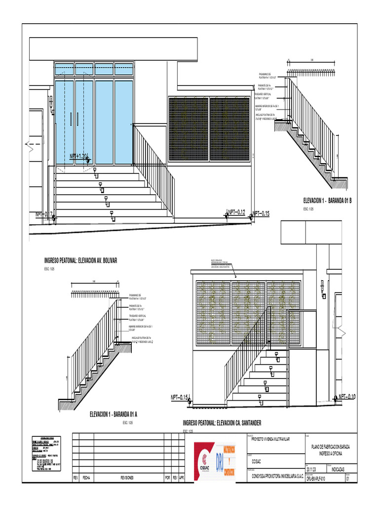 Plfb-pmj-010 Plano de Baranda Ingreso Oficina Rev02-Model | PDF