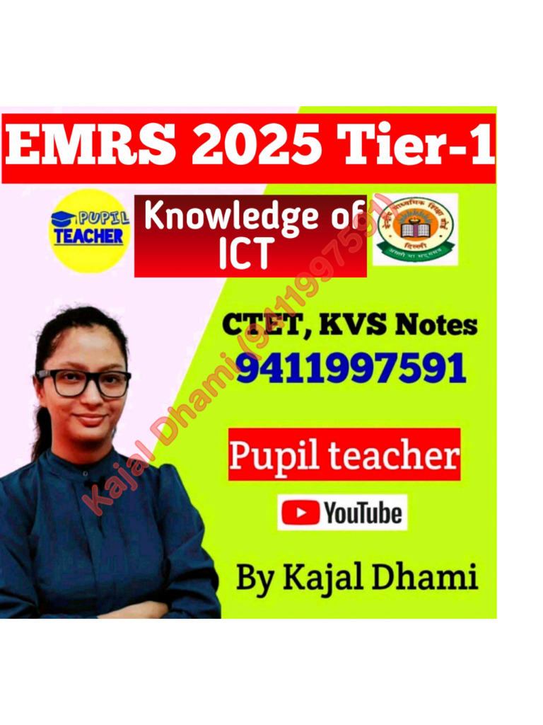 EMRS Tier-1 Knowledge of ICT Handwritten Notes by Pupil Teacher | PDF