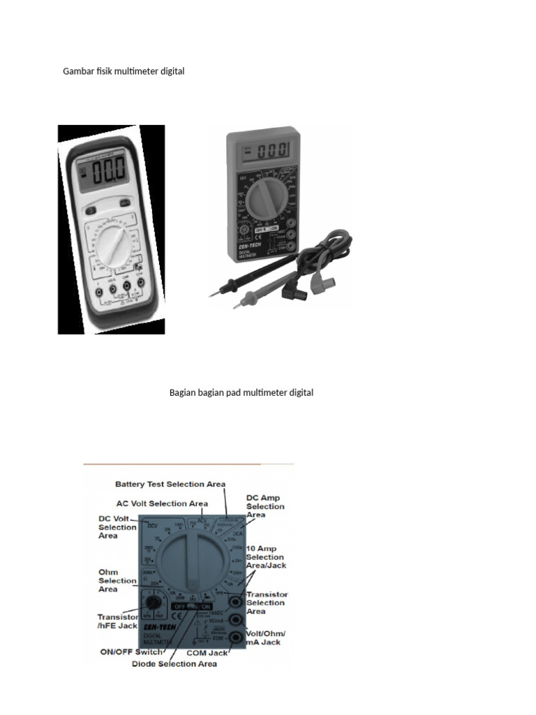 Gambar dan Panduan Multimeter Digital | PDF
