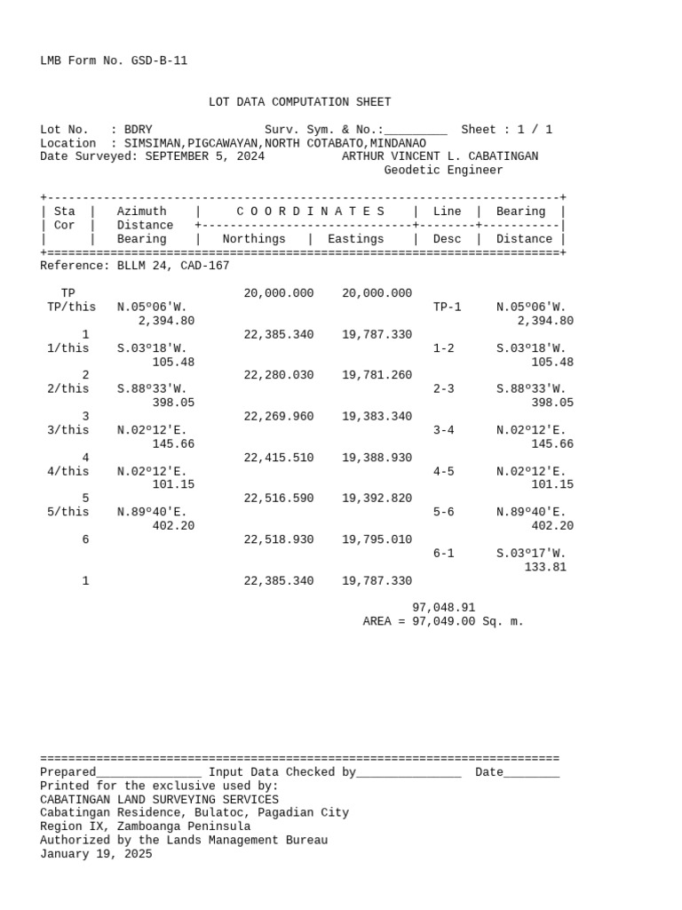 Lot Data Computation for North Cotabato | PDF | Geophysics | Cartography