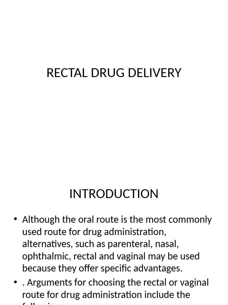 Rectal Drug Delivery | PDF | Rectum | Vein
