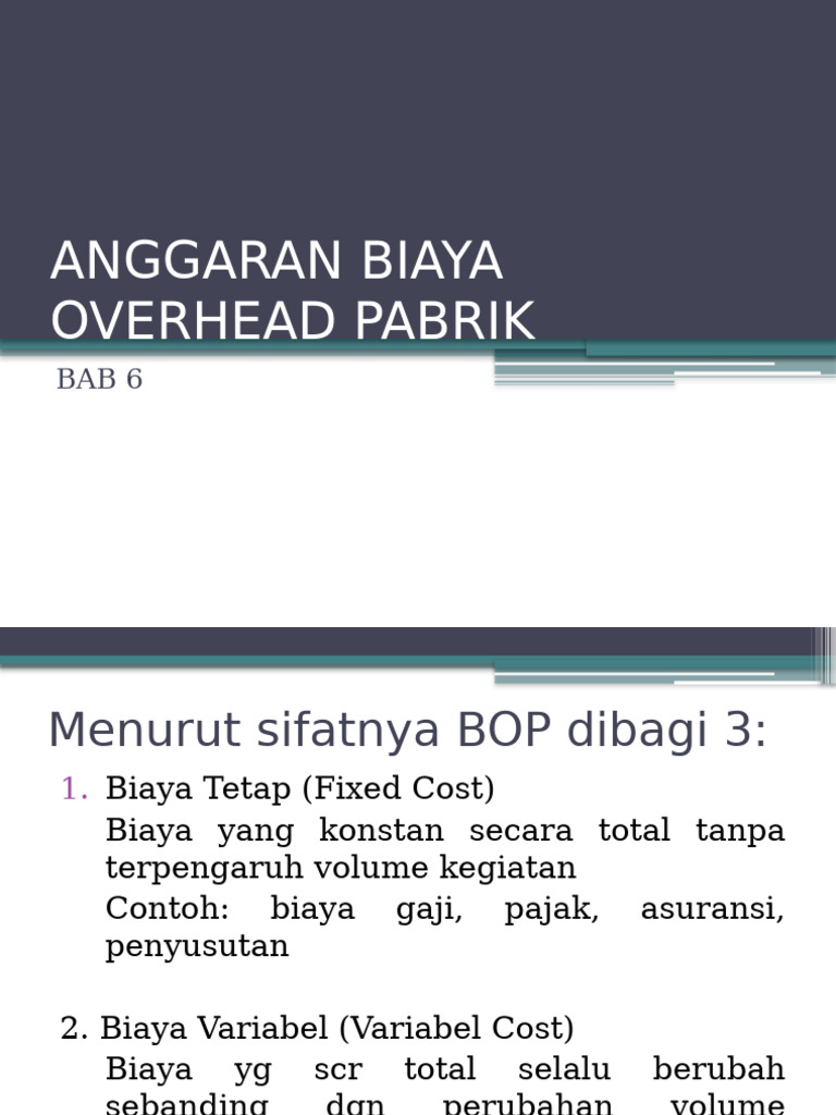 06_anggaran Biaya Overhead Pabrik | PDF