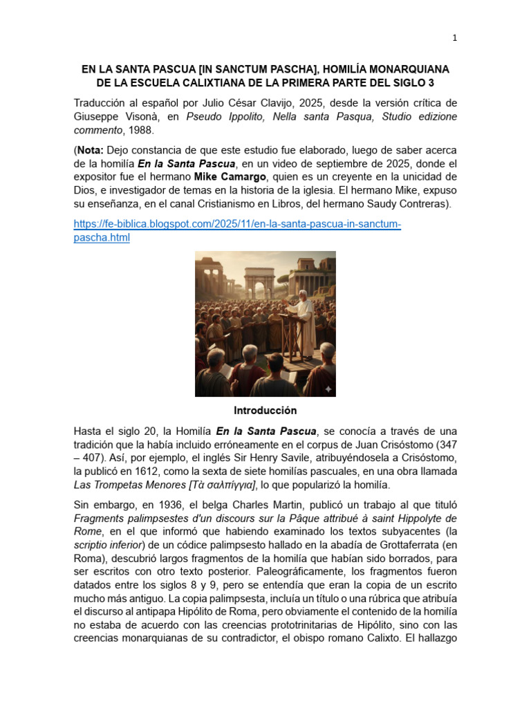 Homilía Monarquiana sobre la Pascua | PDF | Cristo (título) | Pascua de ...