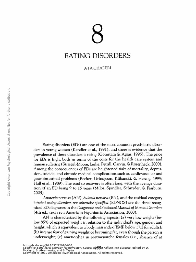 Eating Disorders | PDF | Cognitive Behavioral Therapy | Eating Disorder