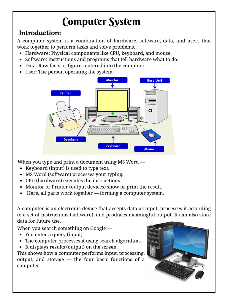 Chapter - 1 Computer System | PDF | Computer Data Storage | Random ...