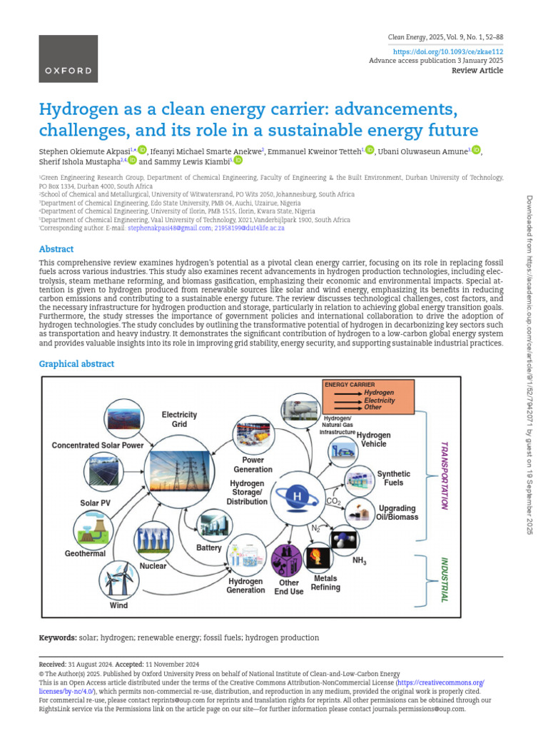 Hydrogen: Key to Clean Energy Future | PDF | Renewable Energy ...