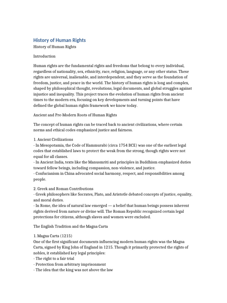 Evolution of Human Rights History | PDF | Human Rights | Age Of ...