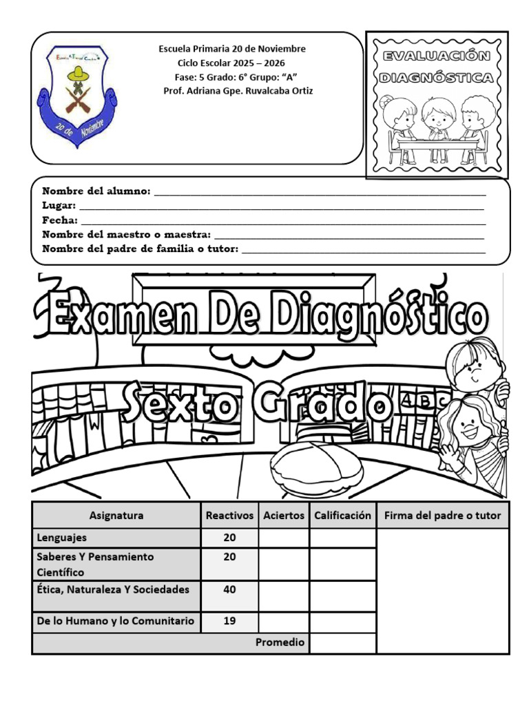 Examen Diagnóstico 6to Grado25-26 | PDF | México | Kilogramo