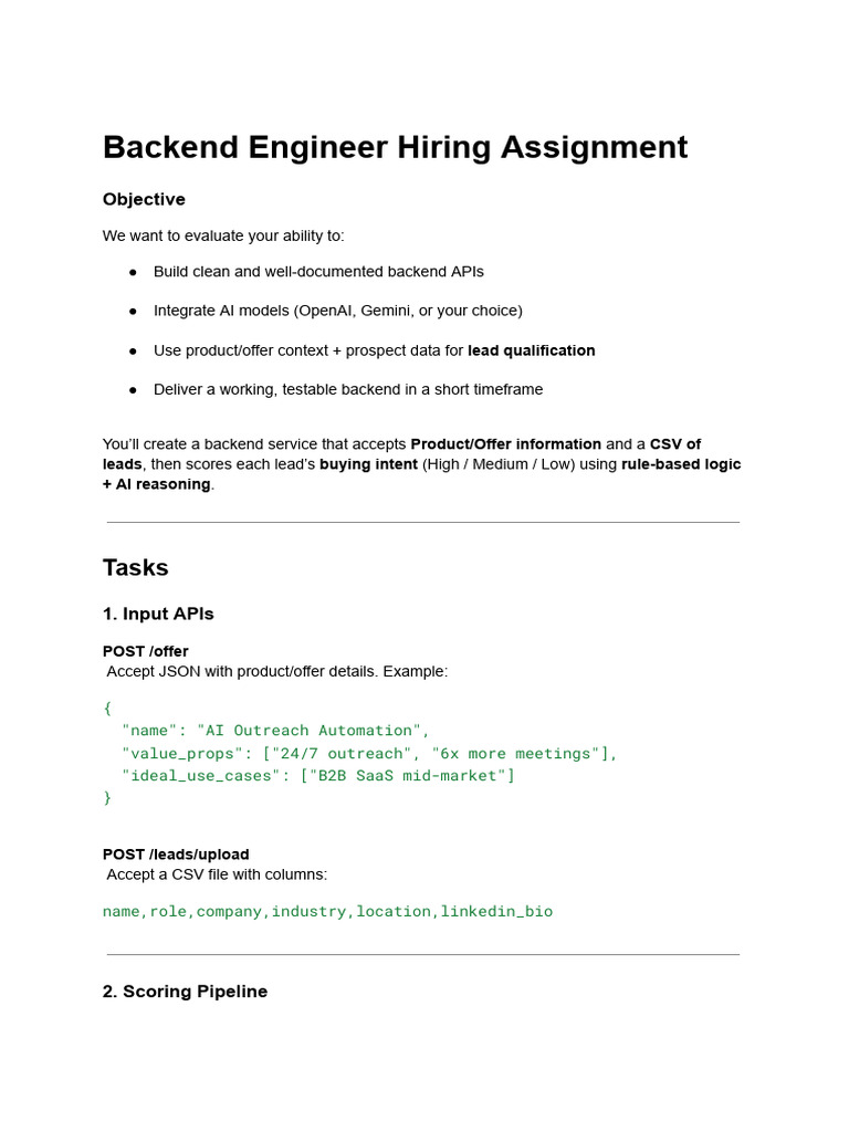 Backend Engineer Hiring Assignment | PDF | Artificial Intelligence | Intelligence (AI) & Semantics