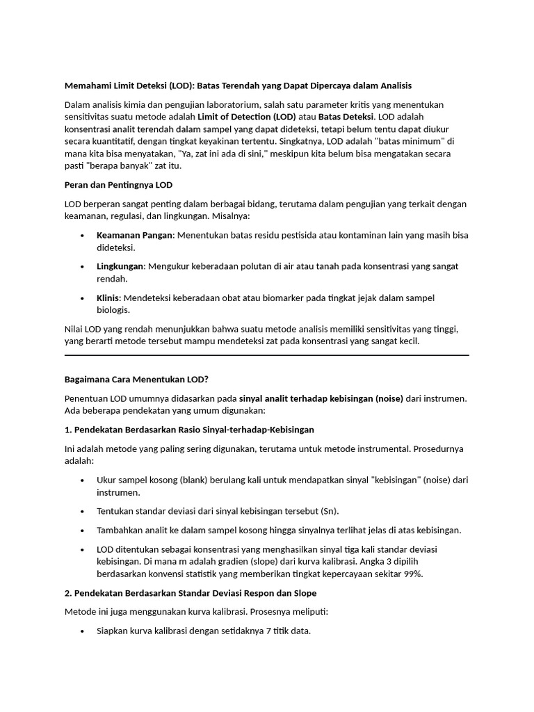 Memahami Limit Deteksi | PDF