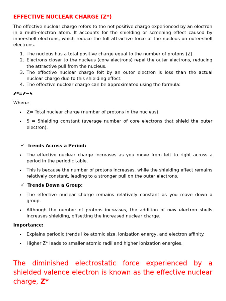 Effective Nuclear Charge | PDF | Periodic Table | Atoms
