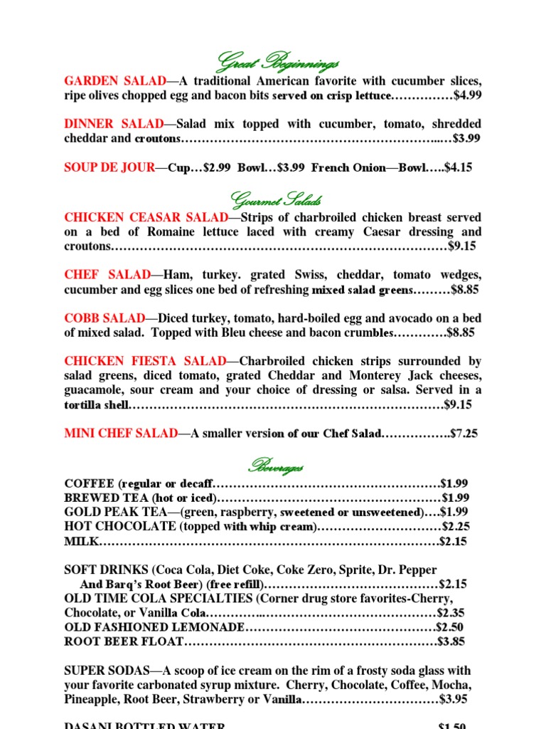 Swensen's Food Menu | PDF | Salad | Western Cuisine