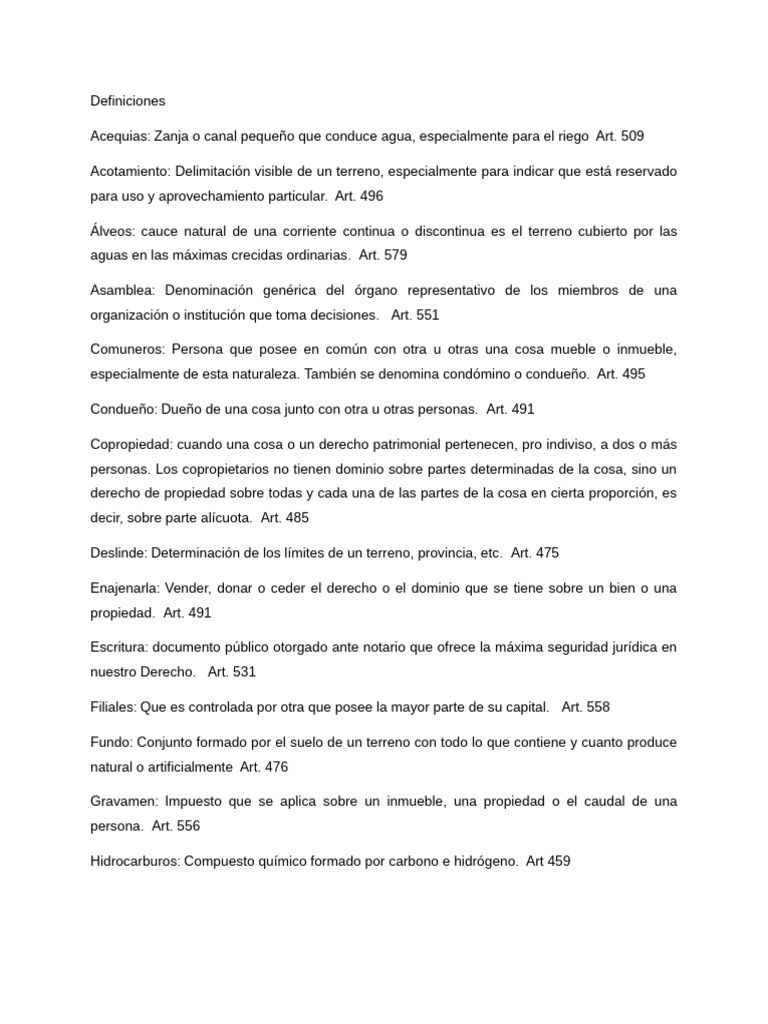 Glosario Derecho Civil | PDF | Propiedad | Condominio