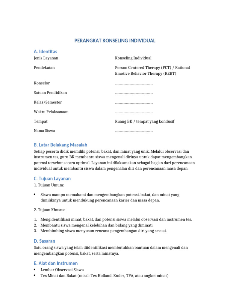 Konseling Individual untuk Pengembangan Potensi Siswa | PDF