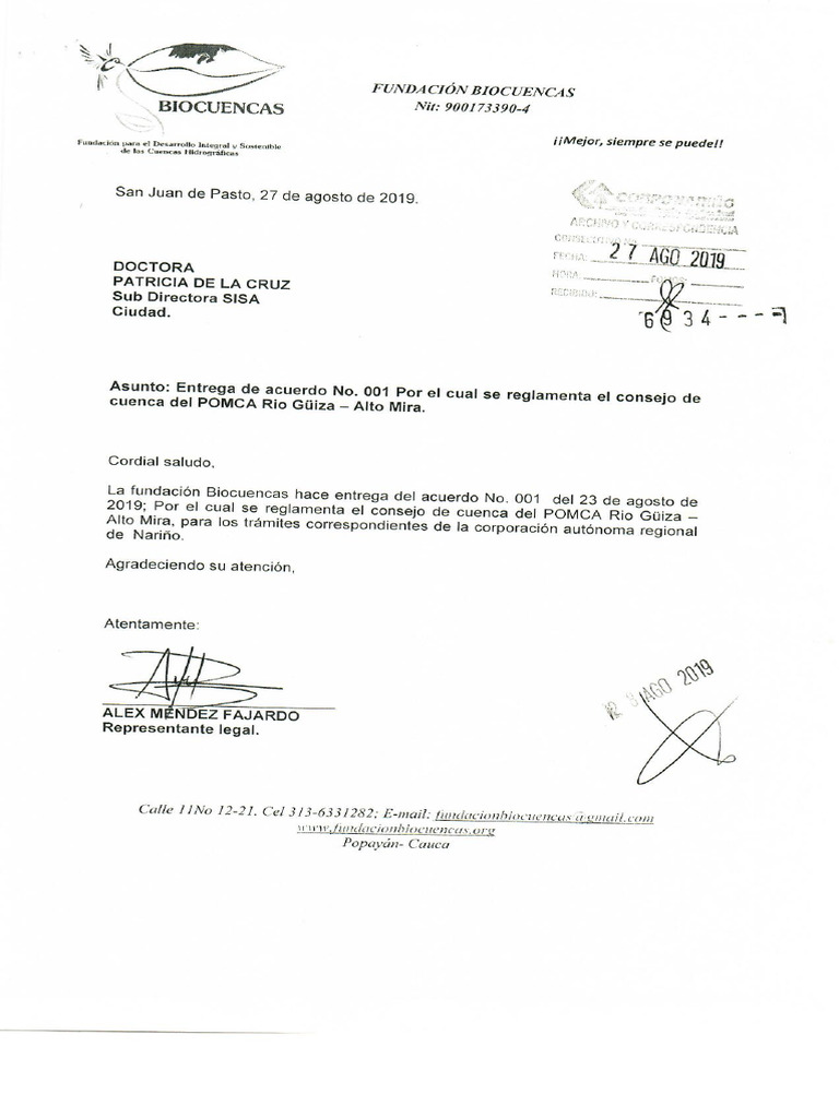 Acuerdo No 001 POMCA Rio Guiza | PDF